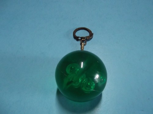 Unique Collectible Keychains Plastic 1.5"in Old Green Hard Plastic Ball ...