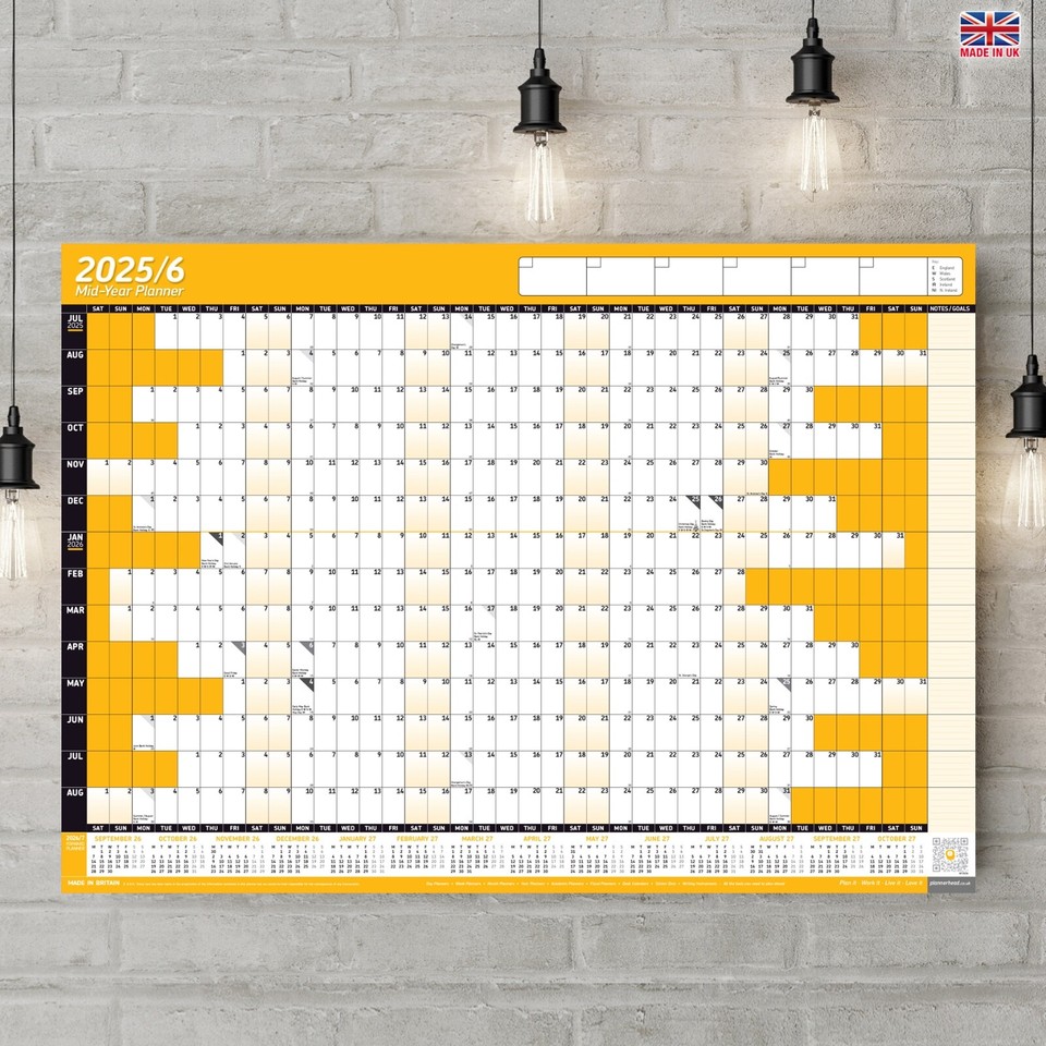 2025/2026 MidYear Calendar A2 A1 A0 Wall Planner Chart School College ...