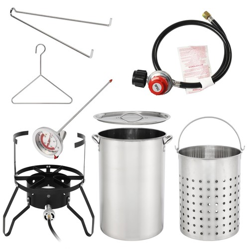 Outdoor Deep Turkey Fryer 50QT Gas Propane Stock Pot Cooker Rack Corn ...
