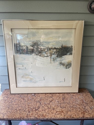VINTAGE SERIGRAPH LISTED ARTIST BILL RIDDICK 1976 "NEW ENGLAND SNOWFALL ...