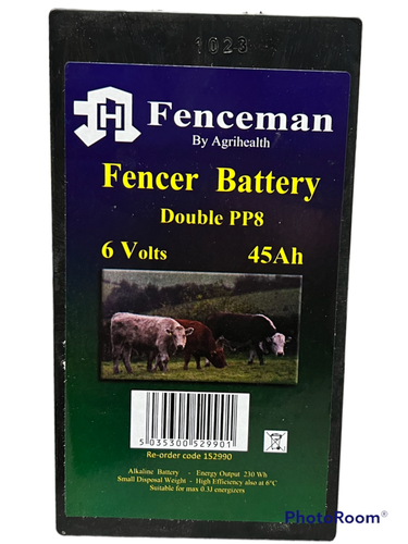 Fenceman Battery Double PP8 6v 45Ah Alkaline energiser fencer hotline ...