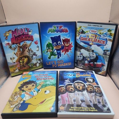 💿5 Children's DVD Lot Pj Masks Madagascar Thomas Nick Jr Diego Space ...