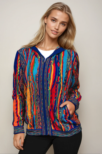 Kanga Bright Geccu 3D Multi Colour Merino Wool Hoodie Sweater Jacket ...