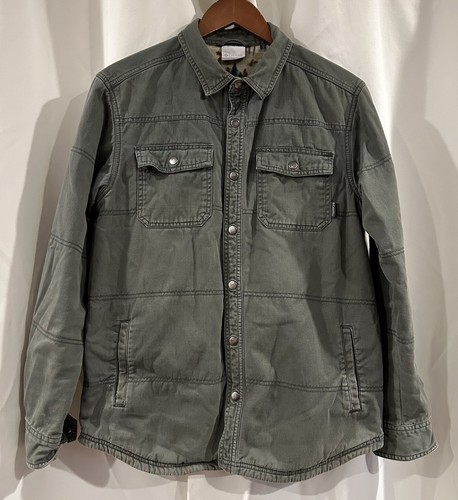 Columbia Western Print Fleece Lined Army Green Shacket Size Medium | eBay