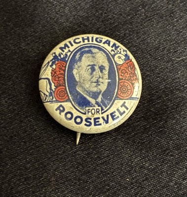 RARE Michigan for Roosevelt St Louis Button Company Pin | eBay
