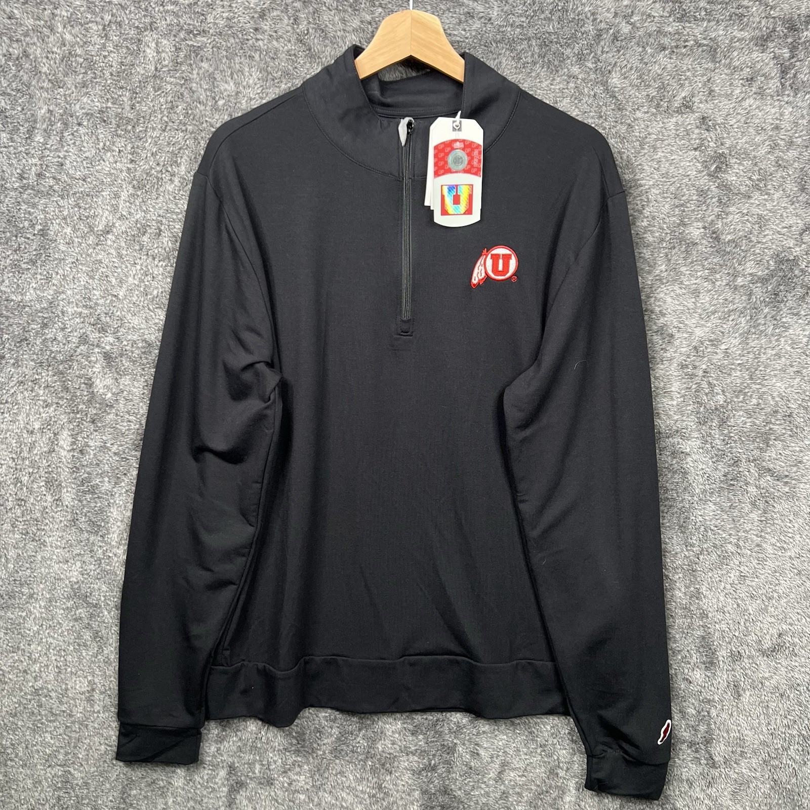 Utah Utes NCAA Black Red 1/4 Quarter Zip Shirt Long Sleeve Men’s Large ...