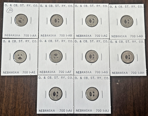 10 Tokens Omaha, NE. O & CB. ST. RY. CO. ~ Tokens ~ 10 Different ...