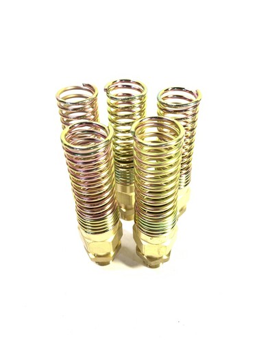 QTY-5 Brass DOT Air Brake Hose Connector Spring Guard 3/8 ID x 3/8 Inch ...