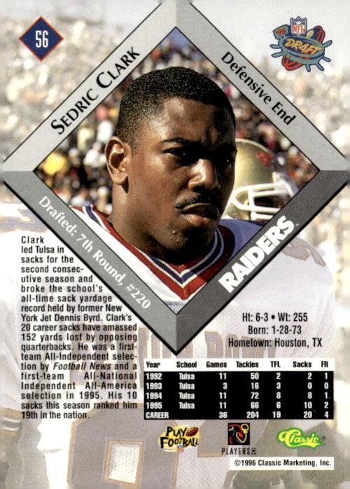 1996 Classic NFL Rookies #56 Sedric Clark | eBay