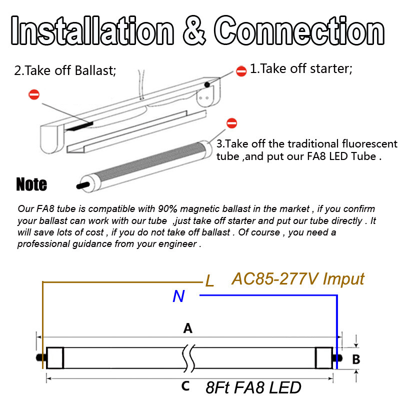 12 Pack 8FT FA8 Single Pin Led Tube Light Bulbs 144W 8Foot Led Shop ...