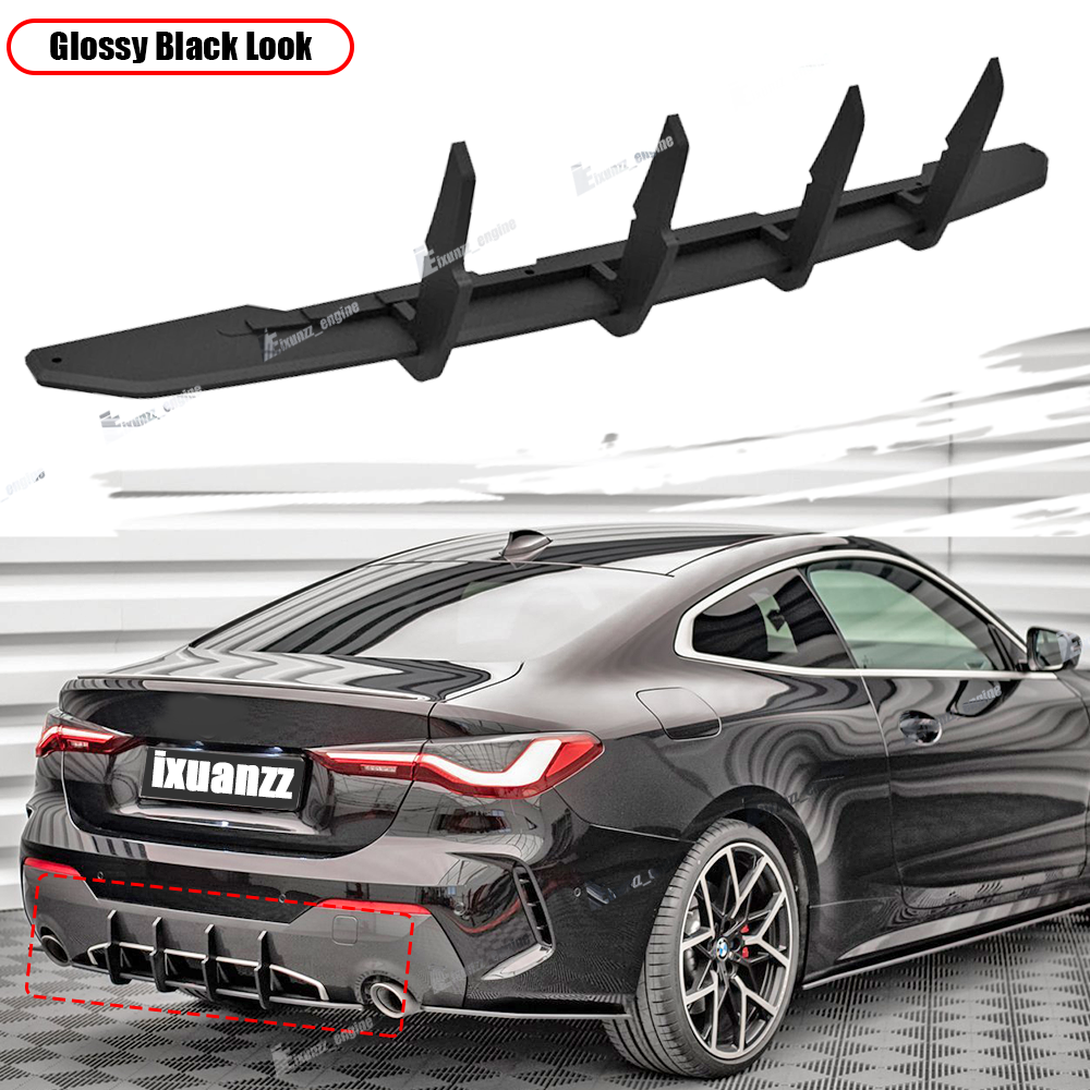 For BMW 4 Series G22 M Sport 20-22 Gloss Black Rear Diffuser Bumper Lip ...