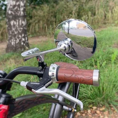 Round Side Mirrors Bend Rod Handle Bar End Mirrors Vintage Reflector ...