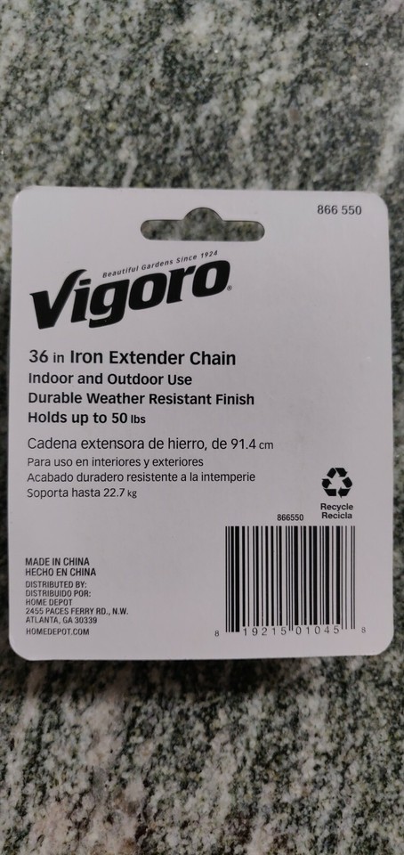 NEW Vigoro 866 550 36" Iron Chain Extender, Holds up to 50 lbs *FREE ...