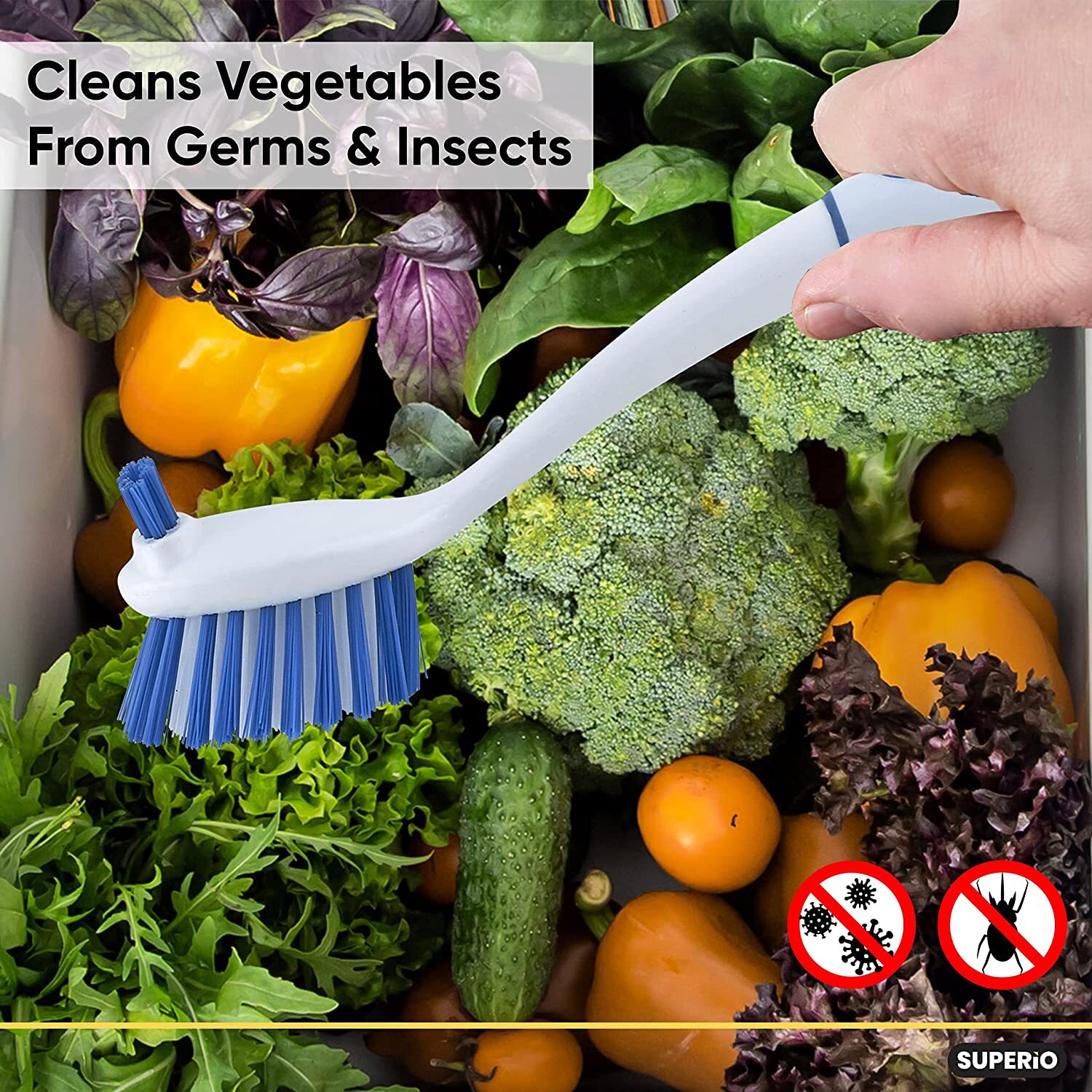 Deep Cleaning Brush Scrubber 3 Pack -2 Vegetable Brushes and 1 Scrub ...