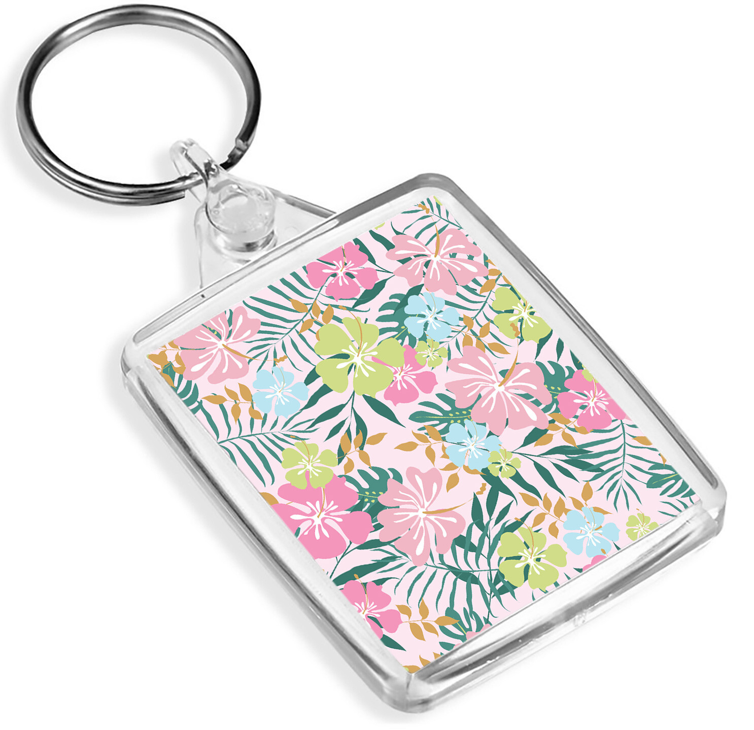 Pastel Hibiscus Flowers Keyring Surf Girl's Pretty Cute Plant Keyring ...