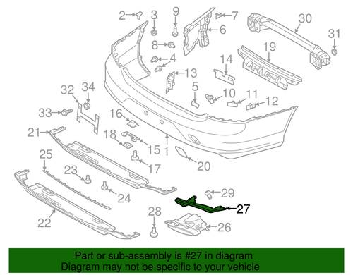 Genuine Volvo S90 V90 Left Drivers Side Rear Bumper Trim Plate Bracket ...
