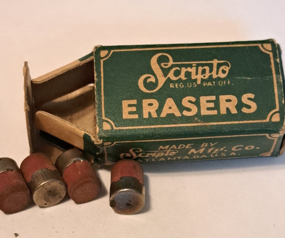Vintage SCRIPTO Mechanical Pencil ERASERS ~ 4 in Box ~ Nos #85 GREEN ...