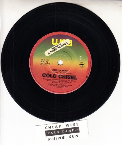 COLD CHISEL Cheap Wine & Rising Sun 7" 45 vinyl record + juke box title ...