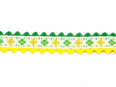 Minerva 20mm Jacquard Ric Rac Trim Yellow & Green - per metre | eBay UK
