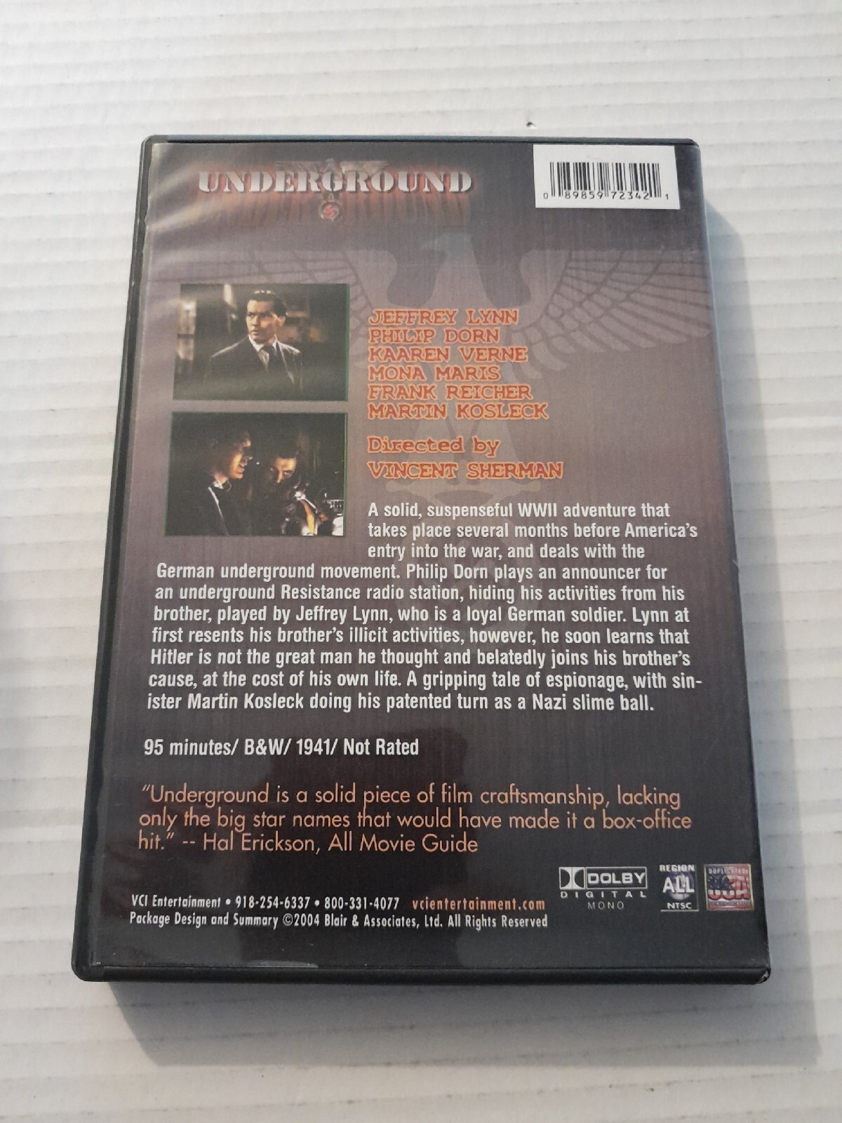 Underground DVD - (VCI Entertainment, 1941, WW2 Nazi Movie, RARE, HTF ...
