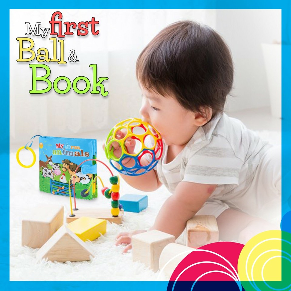 Baby First Toy Set, Cloth Crinkle Baby Book, Baby Ball Soft Teething ...