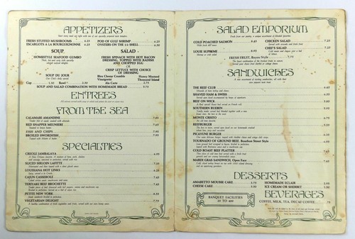 1985 Vintage Menu THE REEF Restaurant Long Beach Harbor Port CA ...