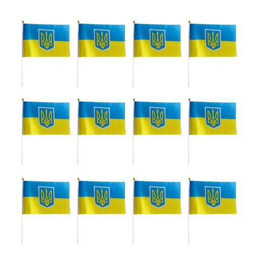 Ukraine Hand Held Flags - 12 Pack Mini Ukraine Country Stick Flag ...