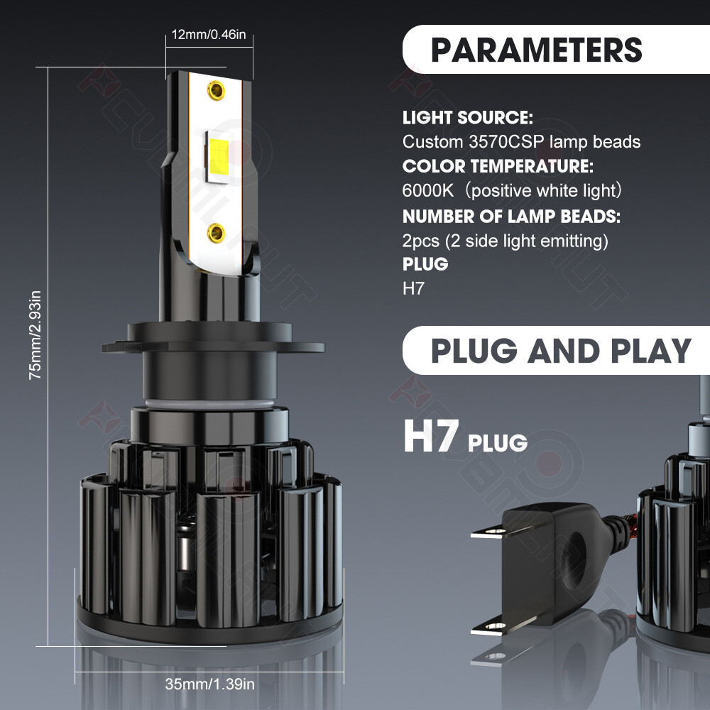 2x LED Headlight Kit H7 Bulbs High/LOW Beam For Mercedes-Benz E350 2008 ...