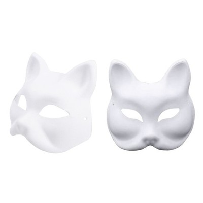 Foxes Mask Half Face Mask Halloween Party Mask DIY Cat Mask Masquerade ...