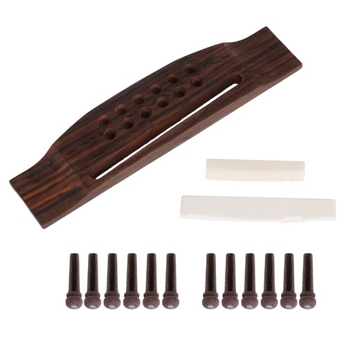 Bone Guitar Saddle and Nut+Rosewood Bridge+Pin for 12-string Scoustic ...