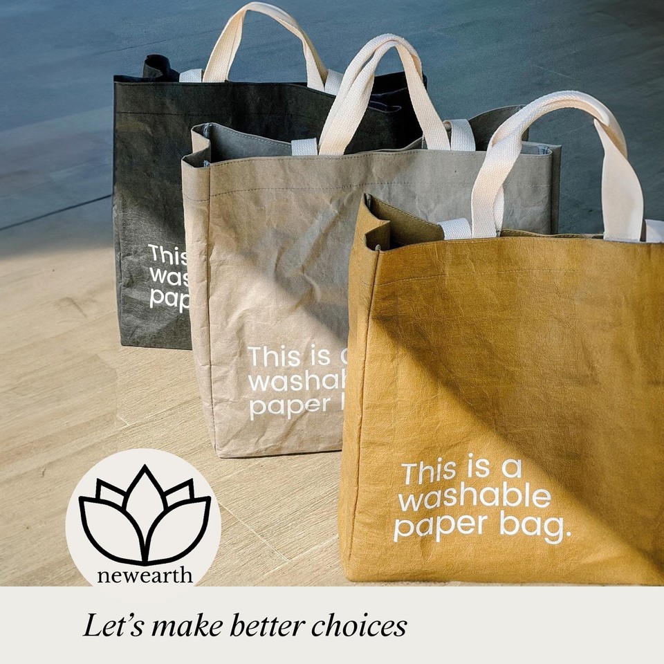 Washable Paper Tote Bag Lightweight and Durable Grocery Bag for Work or ...