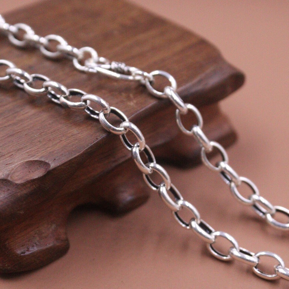 Real S925 Sterling Silver Chain Rolo Link 6mm Men's Necklace 22inch /27-28g | eBay