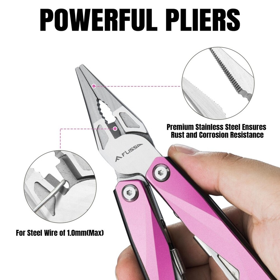 FLISSA Multitool 16-in-1 Stainless Steel Multi Tools Pocket Knife Plier ...