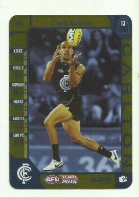2015 TEAMCOACH GOLD CARLTON CHRIS YARRAN # 09 CARD AFL | eBay