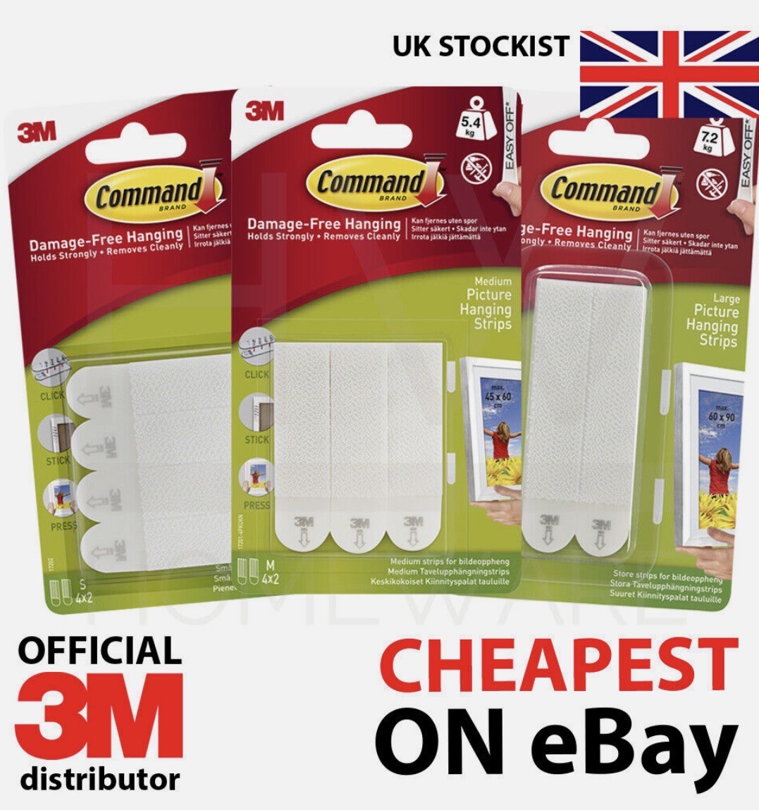 3M Command Strips Picture Hanging Strips Damage Free Small Med Large ...