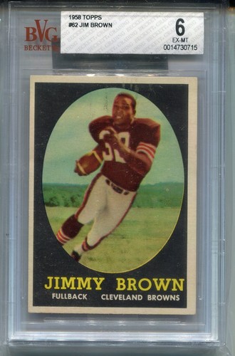1958 Topps Football #62 Jim Brown Rookie Card Graded BVG 6 Ex MINT | eBay