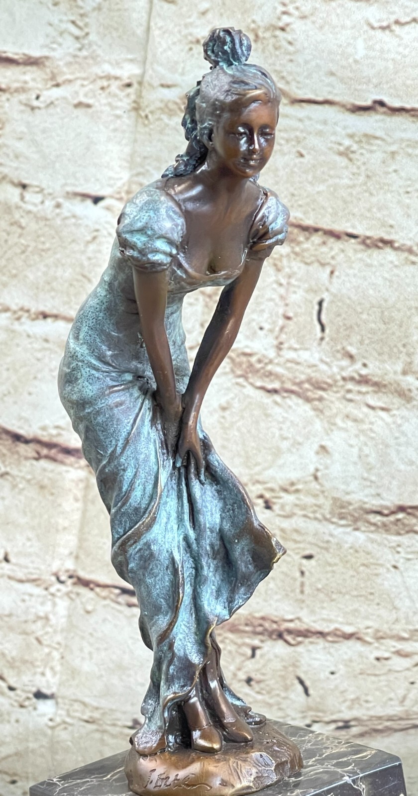 Charming Lady Gypsy "Flirt" Statue Art Noveau Signed Real Bronze ...