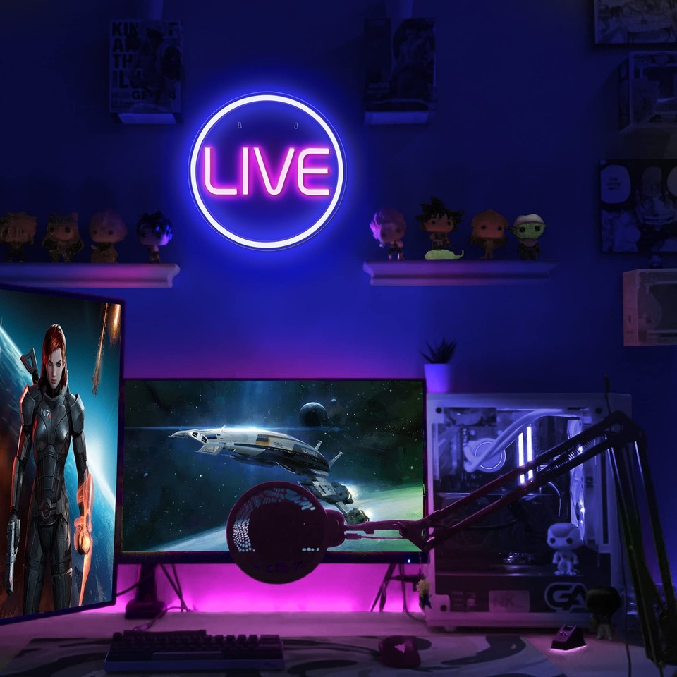 Live Neon Sign - Blue&Pink LED On Air Light for Streamers/Influencers ...