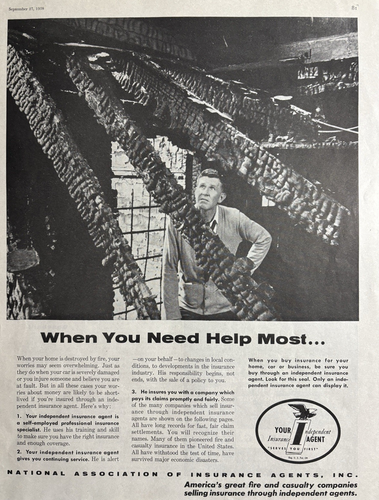 National Association Insurance Agents Inc Fire Damage Serves VTG Print ...