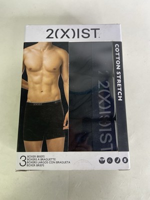 2xist Cotton Stretch 3 Pack Boxer Briefs Black Underwear Mens Size XL ...