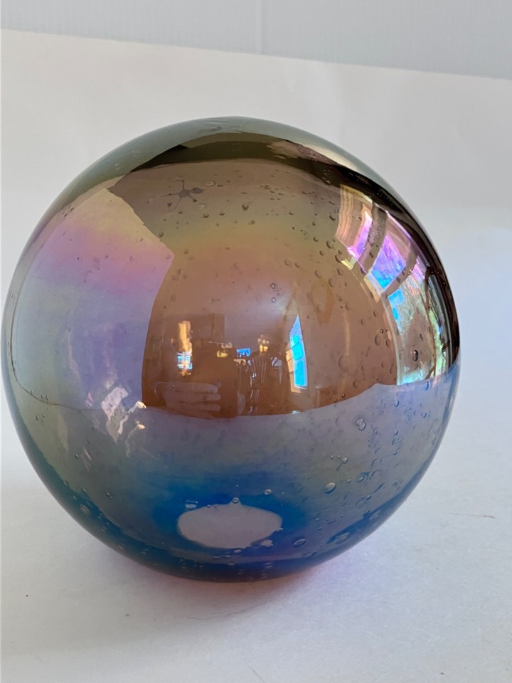 Iridescent Hand Blown Bubbles Open End Art Glass Sphere Orb Ball ...