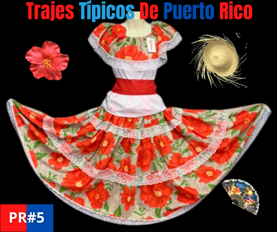 Puerto Rico Jíbara Dress 3PC Set – Amapola & Caribbean Floral Print. | eBay