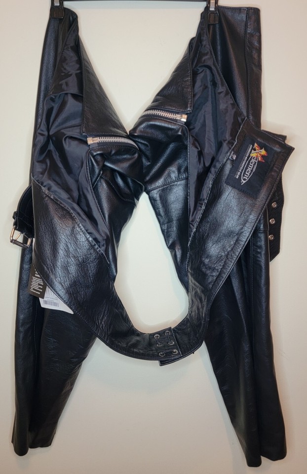 Xelement Motorcycle Chaps Mens Size 48 Black Leather Riding Gear | eBay