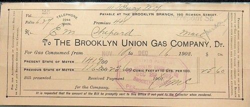 1902 BROOKLYN UNION COMPANY GAS BILL W/ADVERTISING ON BACK - E15-B | eBay
