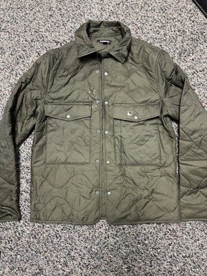 Express Green Puffer Button Up Jacket Size XS | eBay