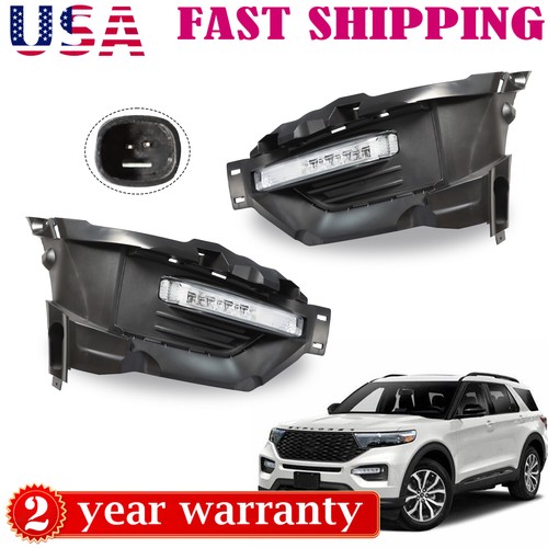 For 2020-2021 Ford Explorer LED DRL Fog Lights Lamp Trim Cover Assembly ...