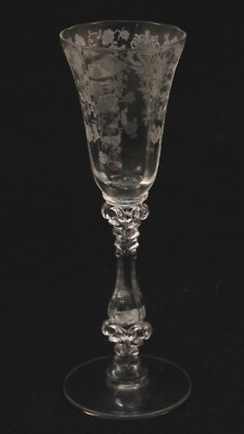 CAMBRIDGE ETCHED GLASS CORDIAL 1oz 5 1/4" ROSE POINT PATTERN ROSE POINT ...