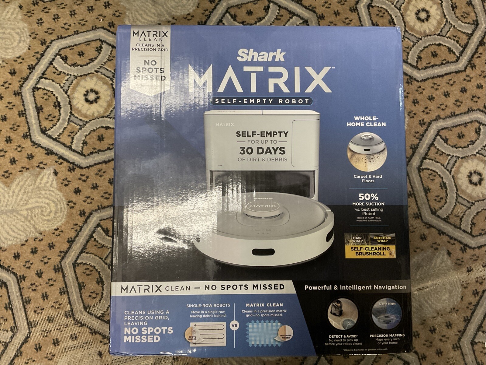 WHITE Shark Matrix Self-Empty Robot Vacuum for Carpet & Hard Floors NEW ...