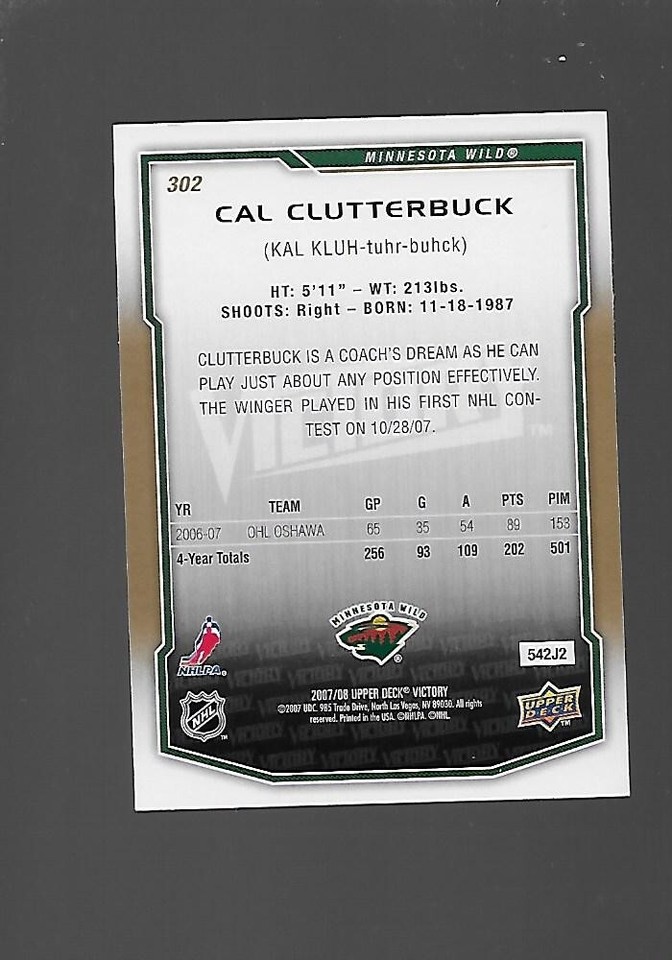 2007-08 Cal Clutterbuck, Upper Deck Victory, Rookie | eBay