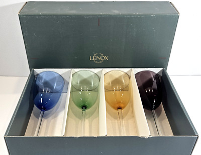 Lenox Set Of 4 10 oz Crystal Assorted Color Gems Stemmed Wine Glasses ...